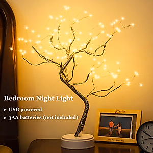 20" Tabletop Bonsai Tree Light with 108 LED Copper Wire String Lights, DIY Artificial Tree Lamp, Battery/USB Operated, for Bedroom Desktop Christmas Party Indoor Decoration Lights (Warm White)