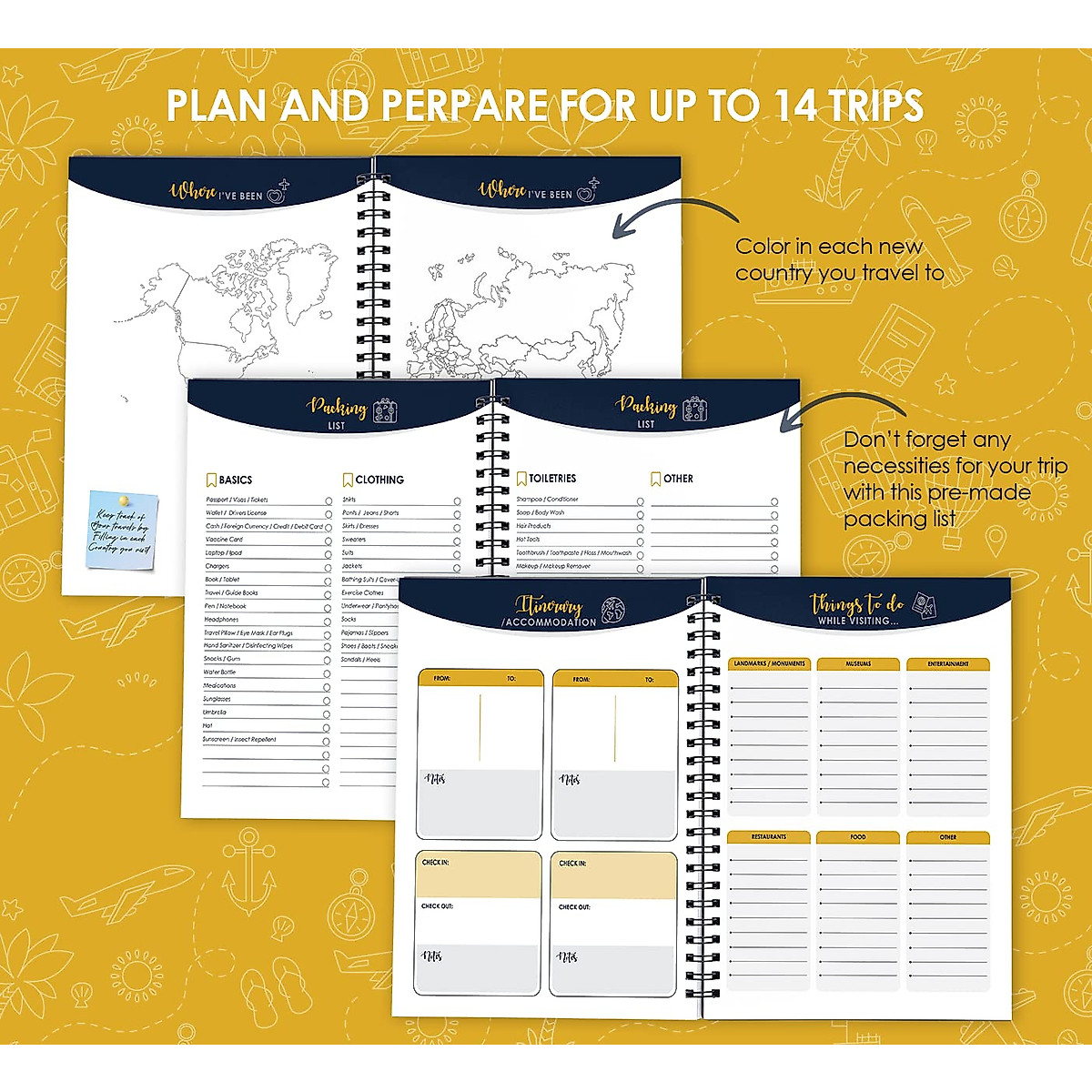 Travel Journal for Women- Vacation Planner- Travel Packing List- Travel Notebook with Budget Sheet, Diary, and Expense Tracker- Travel Journal for Couples-Vacation Journal- Summer Planner- Travel Gift