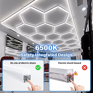 LED Hexagon Lights - LED Hexagon Garage Lights, 548W 65760 Lumen, Hexagon Ceiling Lighting, Cool White Light 6500K, for Garage Gym Barber Shop
