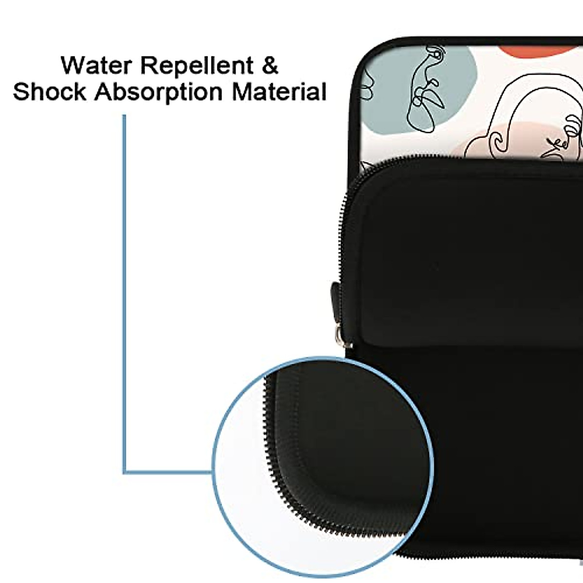 Lapac Abstract Faces Sketch Laptop Sleeve Bag 15-15.6 Inch, Water Repellent Neoprene Light Weight Computer Skin Bag, Colorful Notebook Carrying Case Cover Bags for 15/16 Inch MacBook Pro, MacBook Air