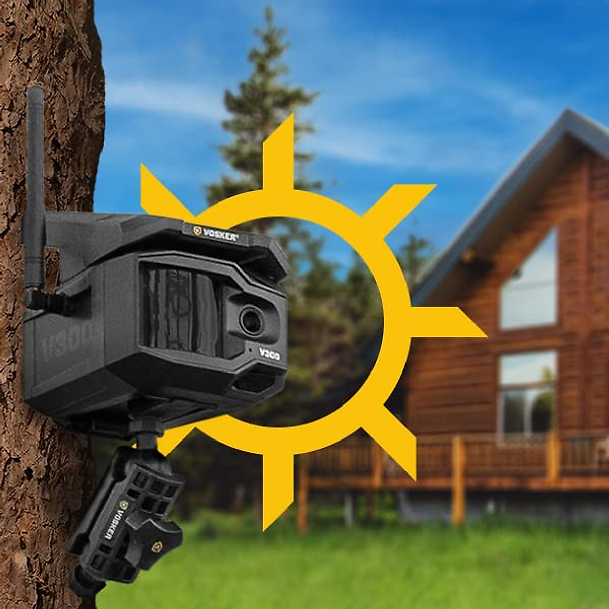 Vosker V300 | Live View Outdoor Security Camera | Solar Powered 4G-LTE Cellular Network Enabled | No Wi-Fi Needed | Receive Live Streaming Security Video Virtually Anywhere | SIM Card Included