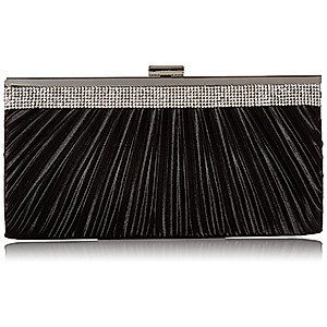 Jessica McClintock womens Jessica Mcclintock Laura Rhinestone Satin Clutch Purse Evening Handbag, Black, One Size US