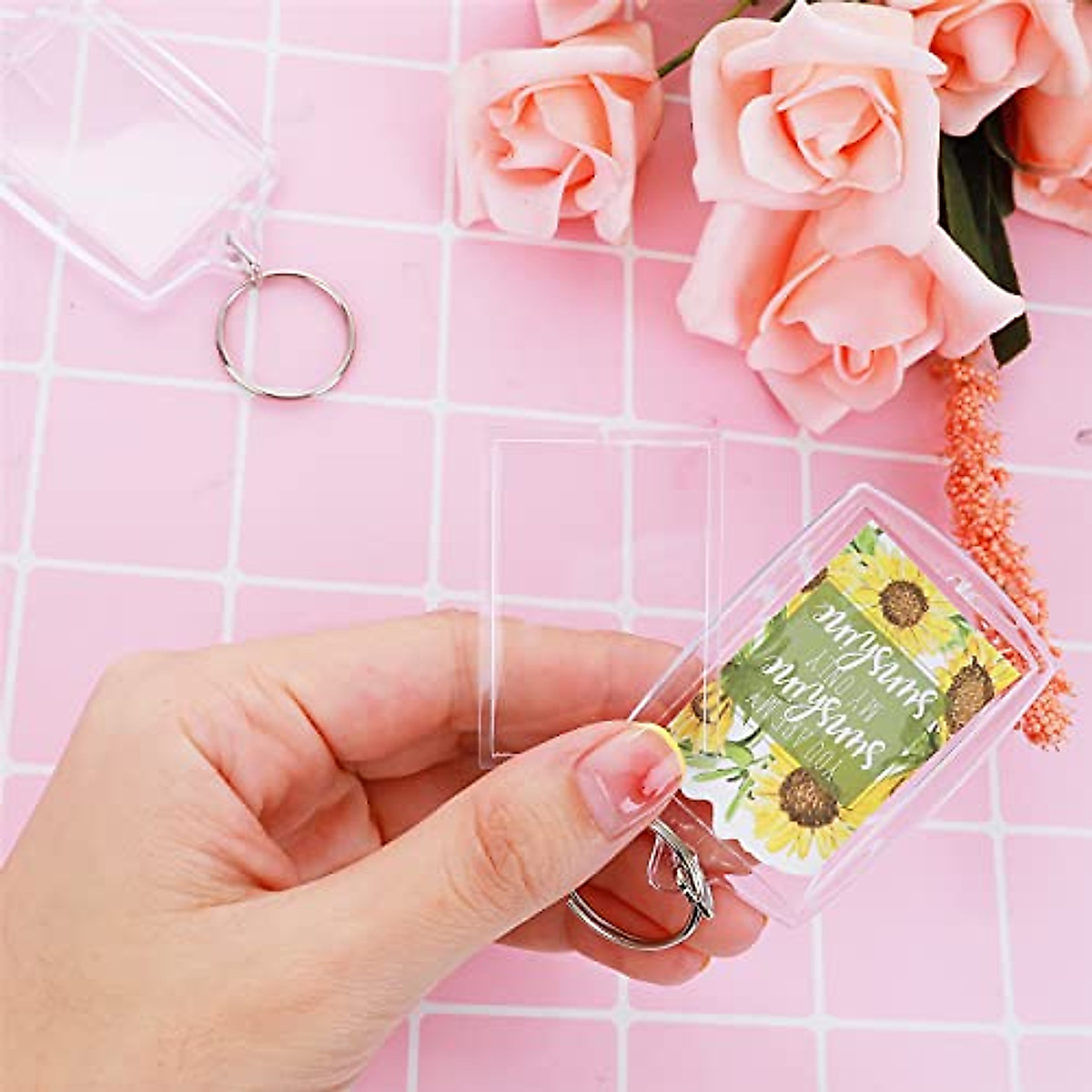 Lusofie 10Pcs Clear Photo Keyring Keychain Acrylic Photo Picture Keychains Double Sided Picture Holder with Split Ring for Family Friend Photo Crafting Gift(2.1inch x 1.57inch)