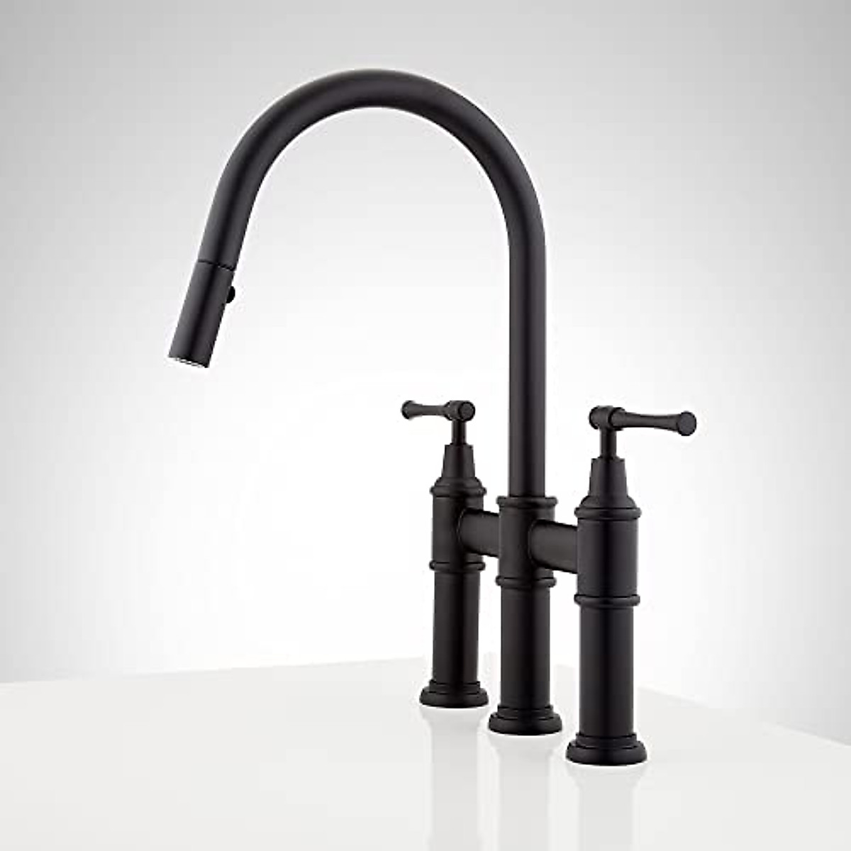 Signature Hardware 950466 Hurston 1.8 GPM Double Handle Bridge Pull-Down Kitchen Faucet