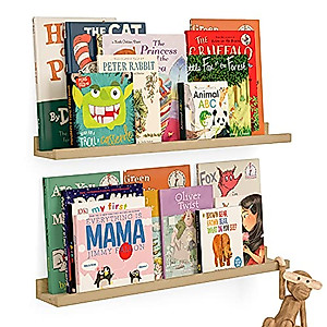 Wallniture Denver 24" Floating Shelves for Kids Room, Wall Bookshelves for Living Room, Wall Mounted Kids Room Shelves, Floating Nursery Shelves, Floating Book Shelves for Kids Room Set of 2