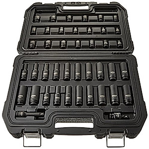 DEWALT Impact Socket Set, Combination, SAE/MM, 3/8-Inch Drive, 42-Piece (DWMT19248)