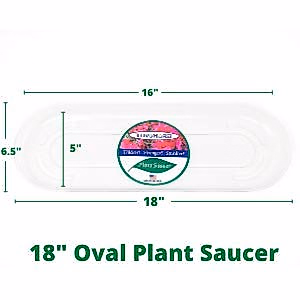 ILUVUMOREI Oval 2 Pack of 18 by 6.5 Inches Clear Plant Saucer, Thicker, Durable Flower Pot Planter for Indoors or Outdoors, Window Sills and Shelves (2 Pack - 18")