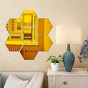 Manco Luella Mirror Wall Stickers, 12PCS Hexagon Mirror 20x18cm Art DIY Home Decorative Hexagonal Acrylic Sheet Plastic Tiles Living Room Bedroom Sofa TV Background Wall Decal Decoration