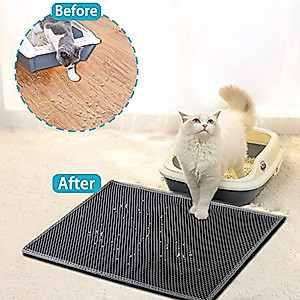 Small Cat Litter Box Mat: Easy Clean Kitty Litter Trapping Mat for Floor, Plastic Cat Box Pad (15 * 24in, grey, 1p)