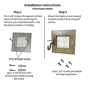 Kotinara Farmhouse Toilet Paper Holder - Hard Wood with Galvanized Metal and Black Hardware - Modern Rustic Toilet Roll Holder - Country Inspired Farmhouse Bathroom Decor Accessories