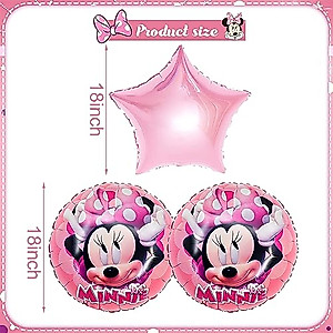 Minnie Theme Party Balloons Supplies, 5PCS Minnie Balloons for 3th Birthday Party, Birthday Party Baby Shower Party Decorations (3th)