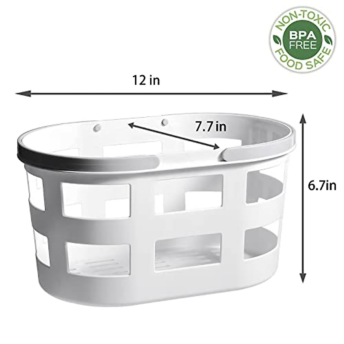 Anyoifax Portable Shower Caddy Tote Plastic Basket with Handle Cleaning Supplies Caddy Storage Organizer Bin for Bathroom, Pantry, Kitchen, College Dorm, Camp, White