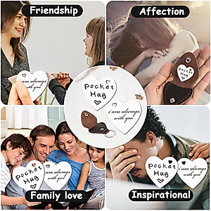 Qunrwe Long Distance Gift,Pocket Hug & Leather Keychain,I Love You Thinking of You Miss You Gifts for Women,Inspirational Gift Anniversary Birthday Gifts for Him Boyfriend Men Son Family Friends