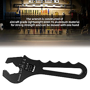 SYKRSS An Fitting Wrench, AN3-16AN Adjustable Wrench Aluminum Lightweight Spanner Tools for An Hose Fitting Adapter End , Black