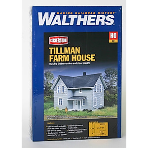 Walthers Cornerstone HO Scale Model Tillman Farm House Kit, 3/8" 11.9 x 10.7 x 11.1cm