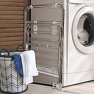 Clothes Drying Rack – Folding Indoor/Outdoor Portable Dryer for Clothing and Towels – Collapsible Laundry Clothes Stand by Everyday Home (Silver)