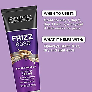 John Frieda Anti Frizz, Frizz Ease Secret Weapon Touch-Up Crème, Anti-Frizz Styling Cream, Helps to Calm and Smooth Frizz-prone Hair, 4 Oz