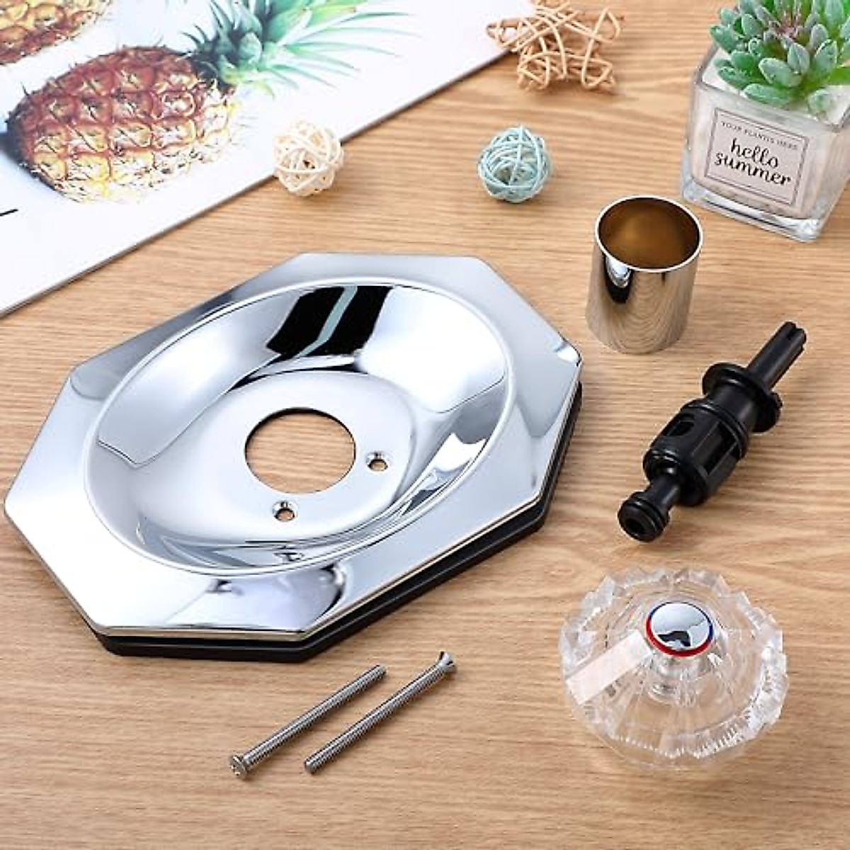 Dreyoo Compatible with Price Pfister Avante Shower Trim Kit, Applied for Tub and Shower Faucet Replacement, Push Pull Shower Valve Parts with Cartridge, Escutcheon, Screws, Sleeve, Handle and Gasket