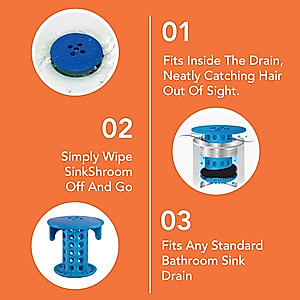 SinkShroom The Revolutionary Sink Drain Protector Hair Catcher/Strainer/Snare, Blue