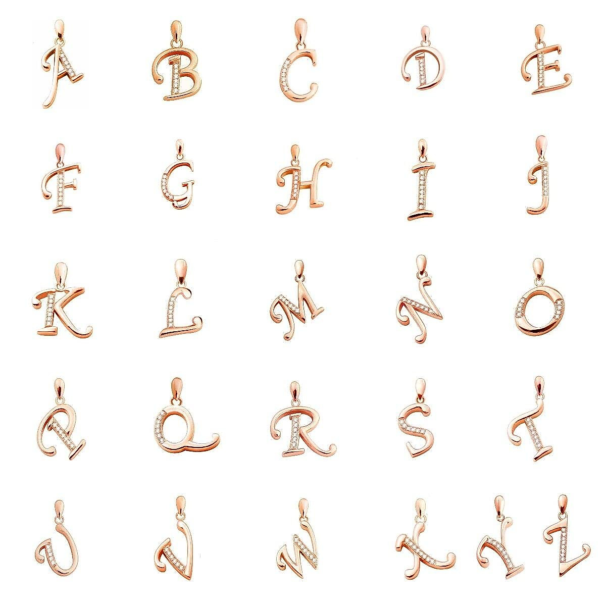 INFINIQUE CREATION 14K Gold Over 925 Sterling Silver Alphabet Initial Letter Pendant CZ (8x5, K, Yellow Gold)