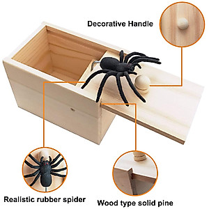 Rtudan Original Spider Scare Prank Box, Hilarious Wooden Scare Box,Handmade Fun Joke Scarebox Toy,Practical Gift Toy Spider Box Prankoy Prank for Kids Adults