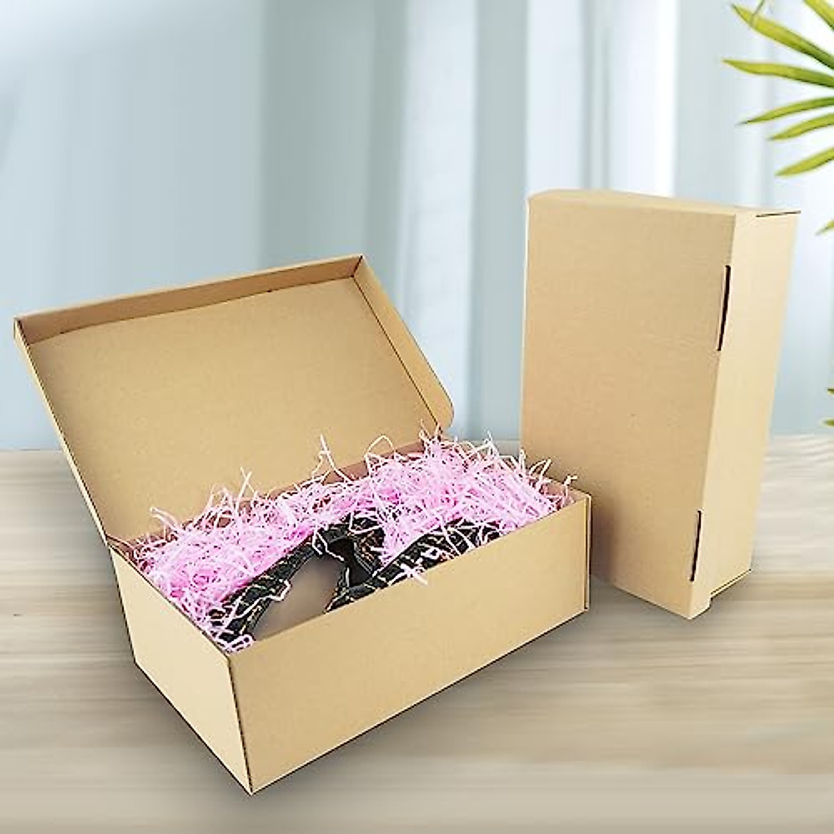 STRBOXONG Cardboard Shoe Boxes with Lid, 11.81x7.08x3.94, Multi-Purpose Storage Box for Home Office Organization Containers, Foldable Cardboard Carton, Gift Parcel (Pack of 10)