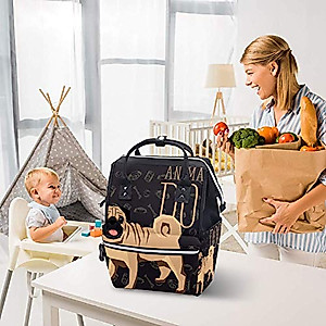 Cute Pug Dog Changing Bags Organizer Nappy Bags for Baby Care