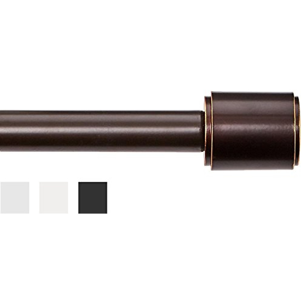 Amazon Basics 1" Curtain Rod with Cap Finials, 72" to 144" and Decorative Curtain Holdback, Set of 2, Espresso (Dark Bronze)