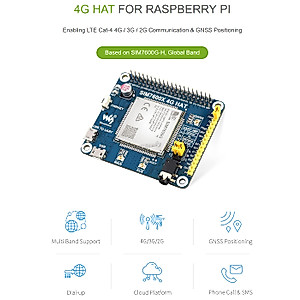 4G 3G 2G GSM GPRS GNSS HAT Based on SIM7600G-H LTE CAT4 150Mbps Wireless Communication Telephone Call SMS Positioning for Raspberry Pi 4 3 2 Model B B+ Zero W WH Jetson Nano (Global Version)@XYGStudy