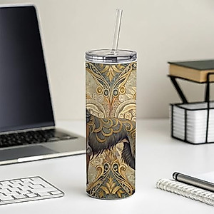 Mudi Dog Art Nouveau Skinny Tumbler 20oz with Straw Insulated Water Bottle Gift