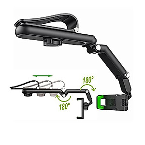 Sun Visor Car Phone Holder Mount,Multifunctional Cell Phone Stand Universal Adjustable Arm Cradles 360°Rotatable Car Clip Mount for Sun Visor Rearview Mirror Steering Wheel (Gray)