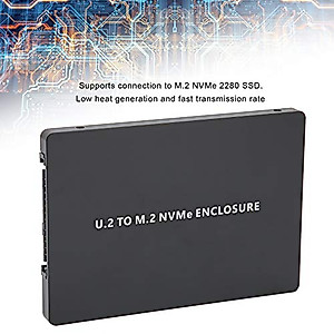 NVME HDD Enclosure Mobile SSD Box, PCIE3.0 NVME to U.2 Adapter Card, SFF8639 Aluminum U2 SSD Enclosure for Win 10, 8, 7, OS X 9, 10(Black)