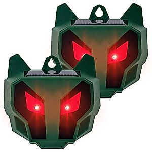 Solar Animal Repellent, Animal Repeller to Keep Skunk, Deer, Raccoon, Coyote, Fox Away from Garden Yard Farm Chicken Coop, 2Pack Deer Repellent Devices