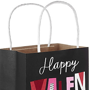 Hallmark 7" Small Valentine's Day Paper Gift Bags Assortment (Pack of 4: Pink and Red Hearts) for Kids, Treats, Galentines Day