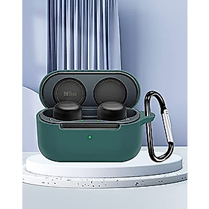 Antetek Compatible for Amazon Echo Buds 2 Wireless Earbuds Case with Keychain,Silicone Protective Cover Accessories Compatible with Amazon Echo Buds 2 Generation (Dark Green)