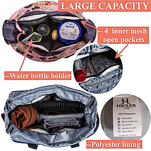 H HIKKER-LINK Womens Large Floral Waterproof Diaper Bag Weekend Bags Handbag for Mom Tote Bag Changing Pad Dark Blue