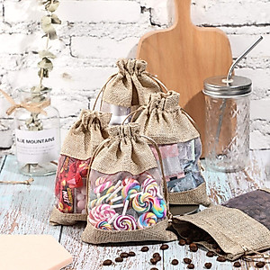 Shappy 50 Pieces 5 x 7 Inch Burlap Bags Linen Organza Burlap Bags with Drawstring Gift Bags for Wedding Party Favors (Grey)