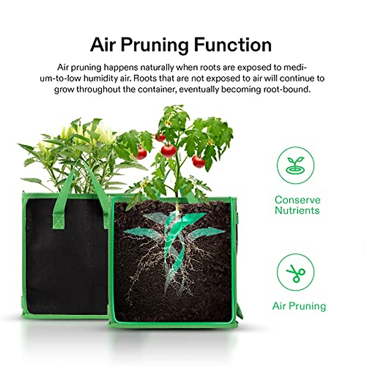 VIVOSUN 5 Pack 5 Gallon Square Grow Bags, Thick Nonwoven Cubic Fabric Pots with Handles for Indoor and Outdoor Gardening