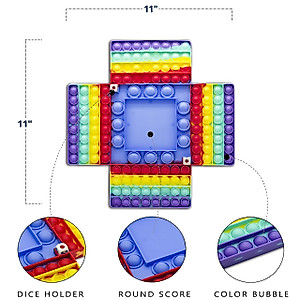 Gexond Big Size Pop Game Board Fidget Toy, Large Rainbow Pop Chess Board for 4 Players Games - Interactive Jumboo Stress Relief Pop Game with Dice for Parent/Kids Time