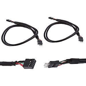 MEIRIYFA USB Header Extension Cable, USB 2.0 9-Pin Male to 9-Pin Female Internal Motherboard Header Cable for USB Ports, Expansion Cards and Motherboard Ports 20.3 inches（2 Pack