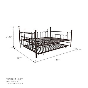 DHP Manila Metal Daybed and Trundle, Queen, Bronze