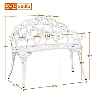 Yaheetech Patio Garden Bench Park Bench Outdoor Benches, Aluminium Patio Yard Bench for Outdoor Porch, Lawn, Balcony, Backyard