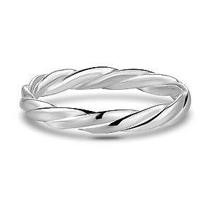 BORUO 925 Sterling Silver Ring, Twisted Eternity Infinity Band Stackable Ring Size 8