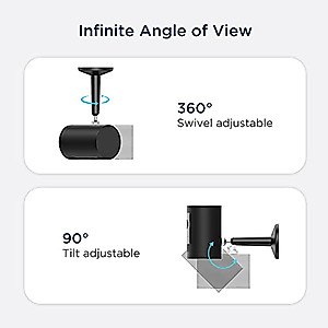 KIWI design Security Camera Mount Bracket, Universal Stylish Metal Wall Mount Fits Ring, eufy, Wyze, Arlo Cameras and VR Rift Sensor, Vive/Valve Index Base Station Easy to Install (2 Pack, Black)