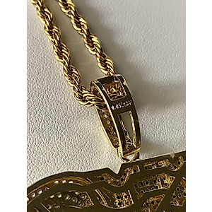 Shop-iGold Mens Womens 14k Gold Finish Jewelry Chain Pendant Set Grillz