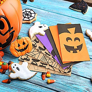 Kalolary 40Pcs Halloween Trick or Treat Goody Gags in 8 Designs, Paper Gift Bags Party Favor Candy Bags with 60Pcs Trick-or-Treat Stickers for Halloween Decoration