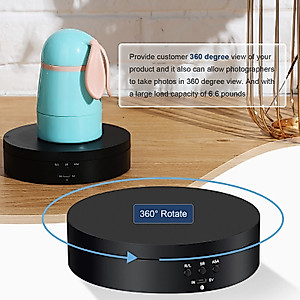 Hicarer Rotating Display Stand 360 Degree Motorized Rotating Turntable Display Stand with USB Power Cable for Photography Products and Shows, Black (PVC)