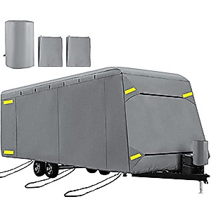 VEVOR RV Cover, 16'-18' Travel Trailer RV Cover, Windproof RV & Trailer Cover, Extra-Thick 4 Layers Durable Camper Cover, Waterproof Ripstop Anti-UV for RV Motorhome with Adhesive Patch & Storage Bag