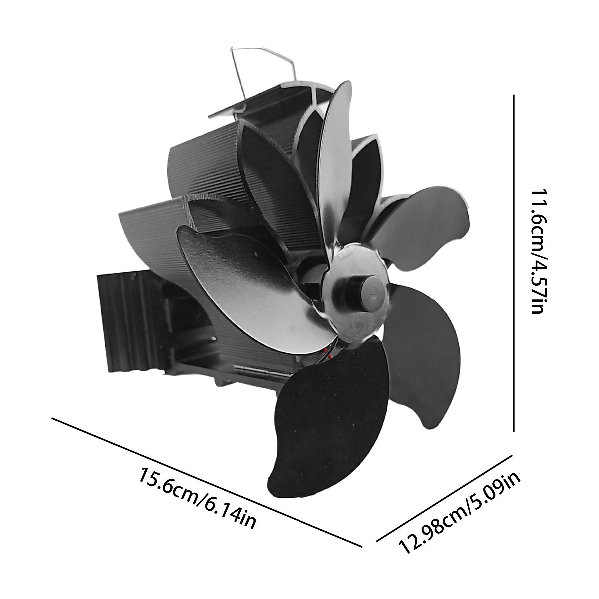 KSIEE Heat Powered Stove Fan, Heat Powered Stove Fan, 5 Blade, Eco Thermoelectric Fan Non Electric Wood Burning Stove Fan for Fireplace Wood