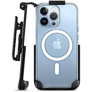 Encased Magnetic Case Designed for iPhone 14 Pro Max Case with Belt Clip Holster, Compatible with MagSafe (Crystal Clear)
